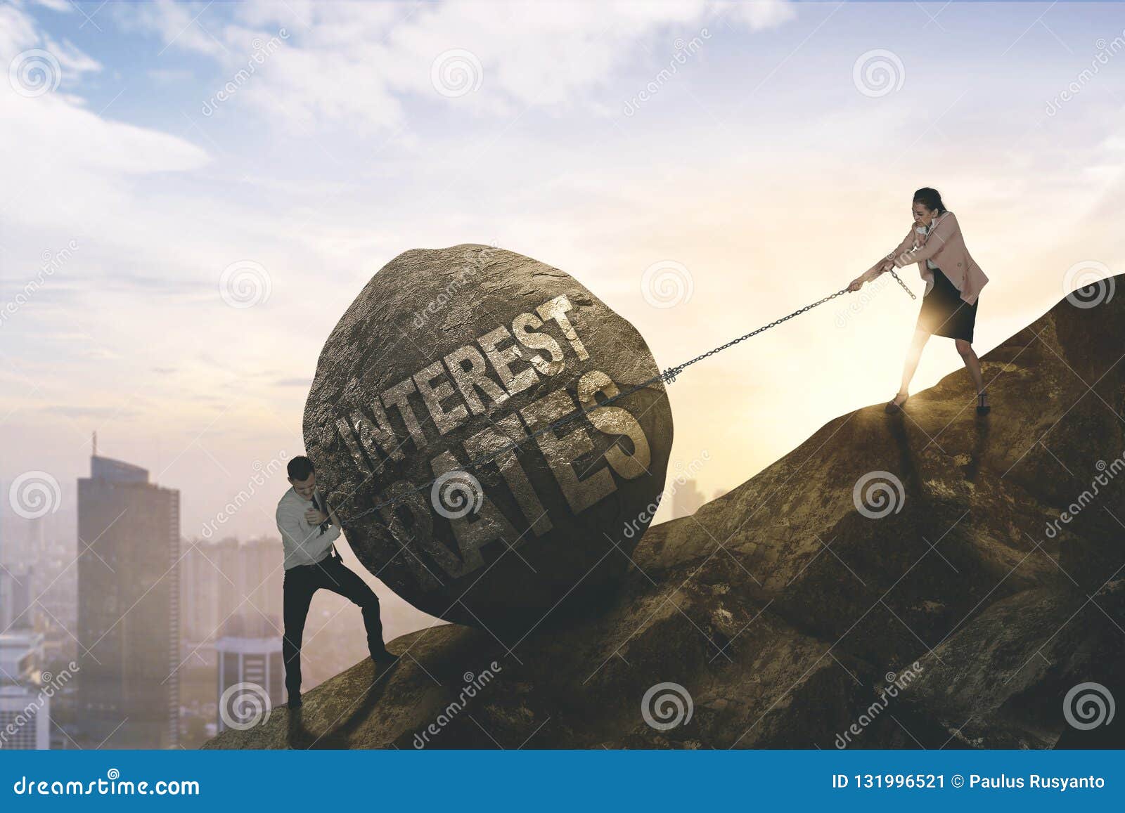 Businessman and Woman Pulling a Stone Stock Image - Image of female ... Businessman and Woman Pulling a Stone Stock Image - Image of female ...