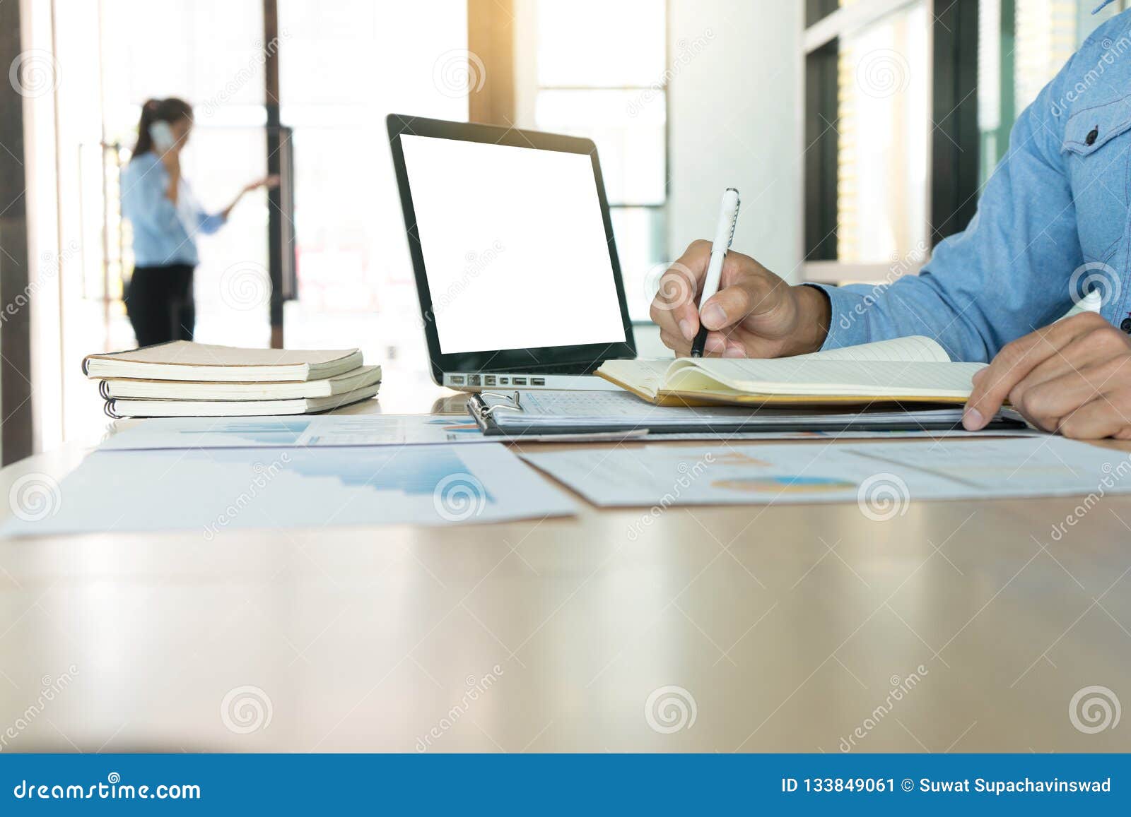 Businessman Work with Computer on Table Stock Image - Image of ...