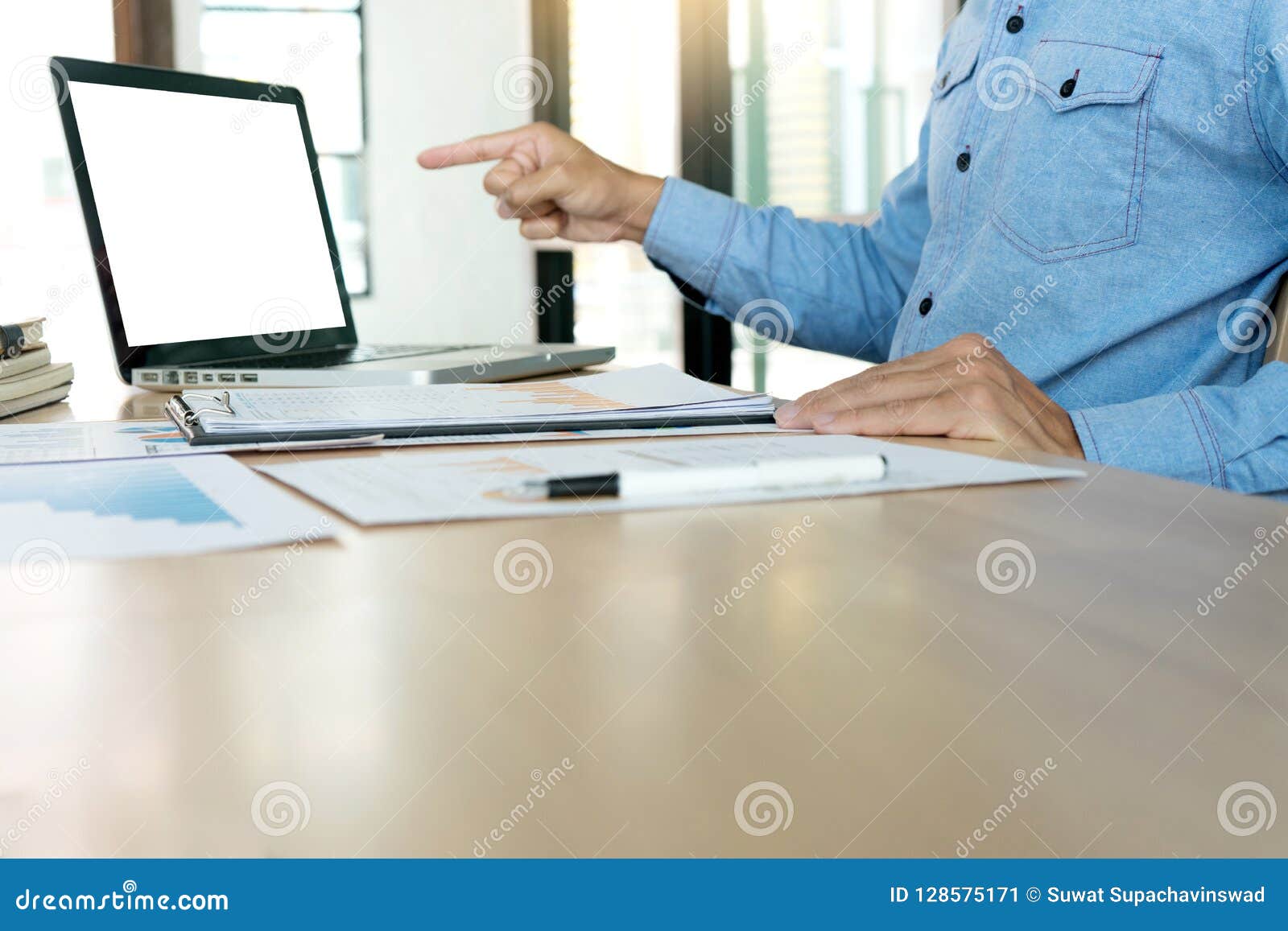 Businessman Work with Computer on Table Stock Image - Image of ...