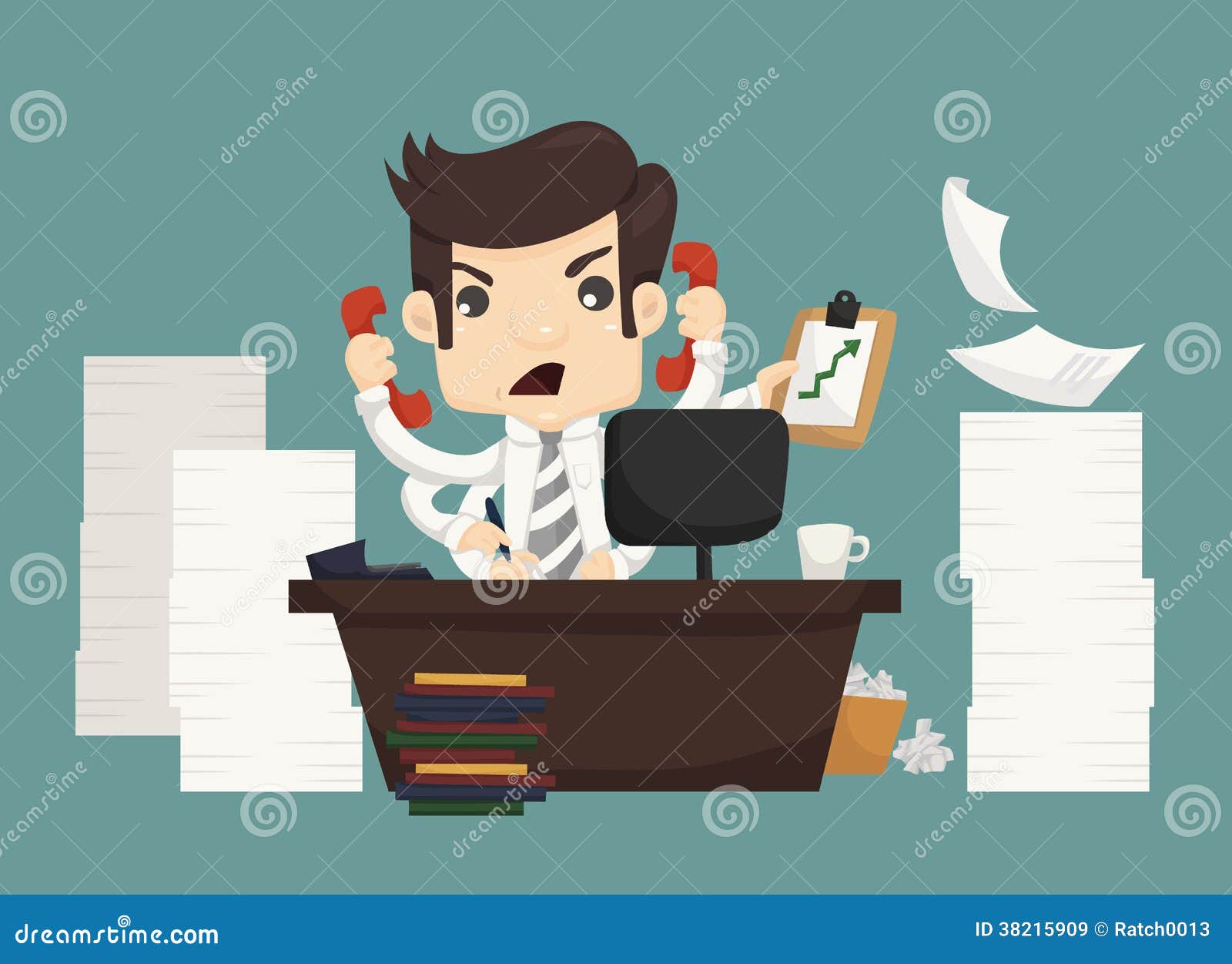 Cartoon People Working Hard