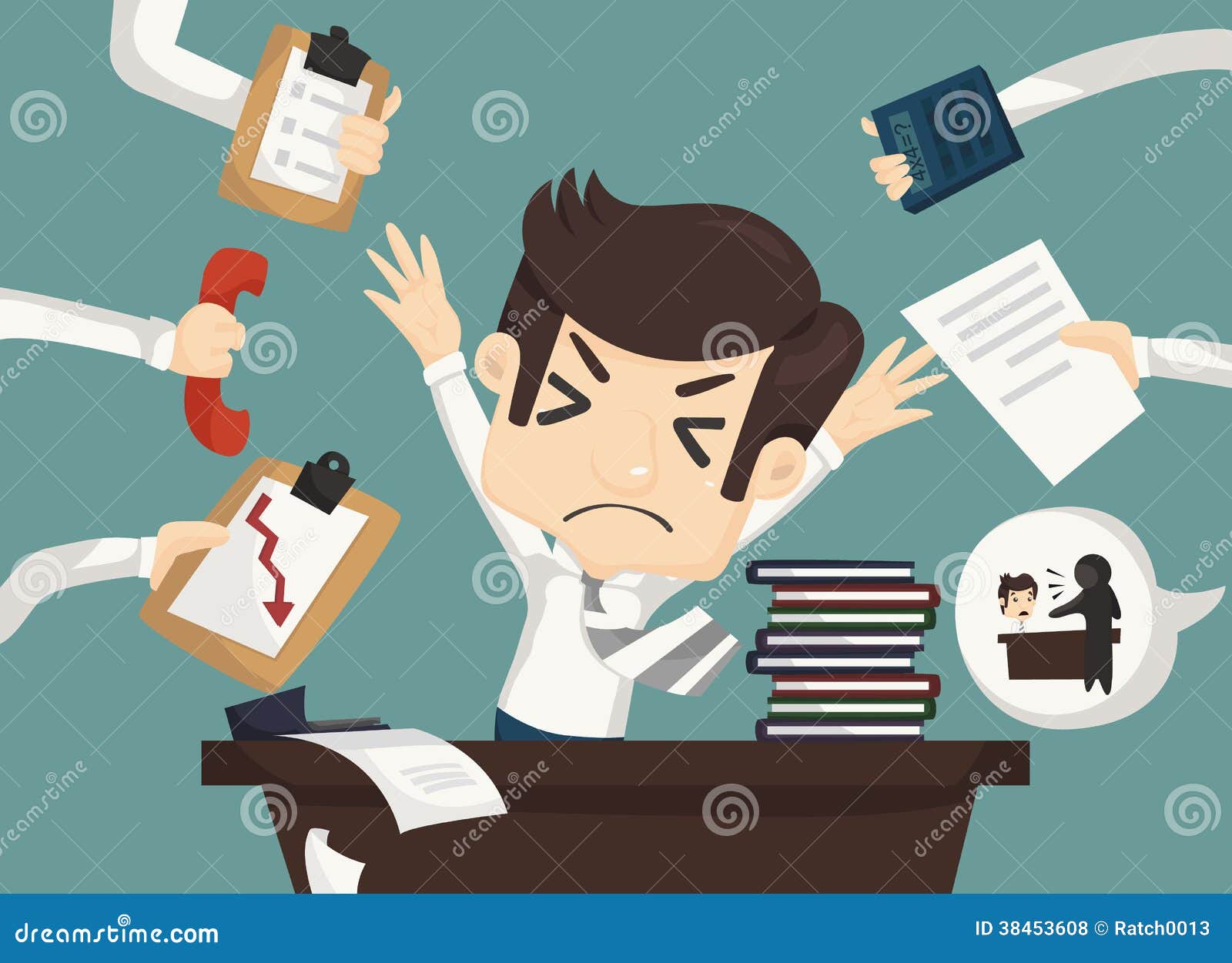 Businessman Work Hard and Busy Stock Vector - Illustration of office ...