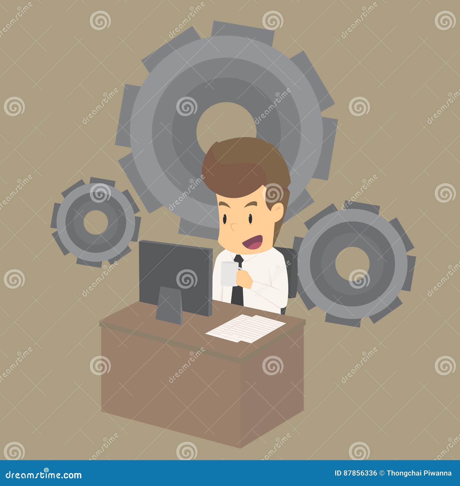 A Businessman Work Hard, There are Happy in Work Stock Vector ...