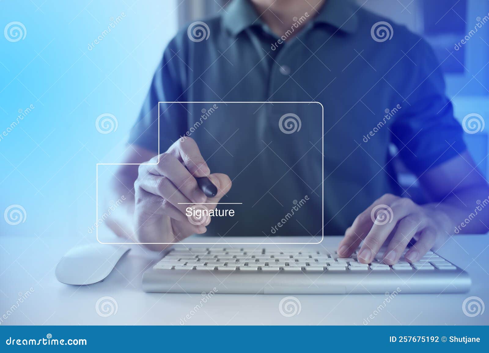 Businessman, Work from Home, Handling Documents, E-signing, Signing ...