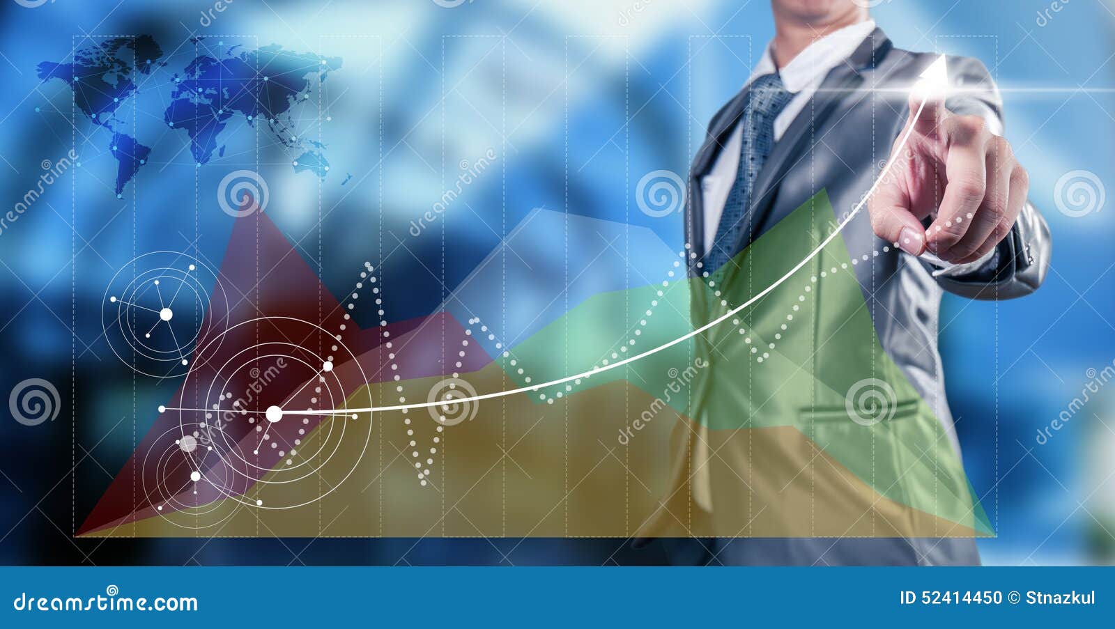 Businessman Work with Line Chart Stock Photo - Image of cloud ...