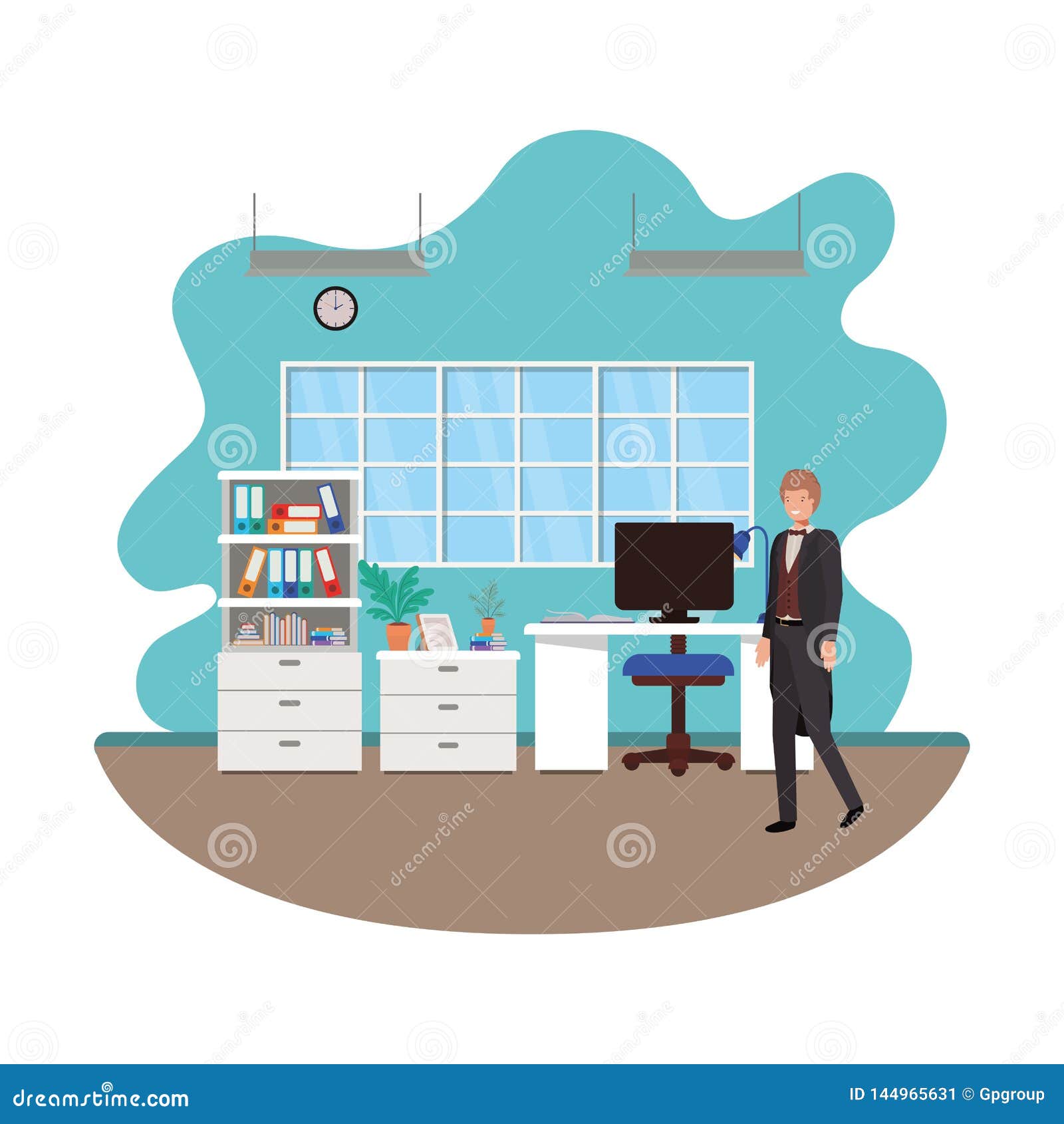 Businessman in the Work Office Avatar Character Stock Vector ...