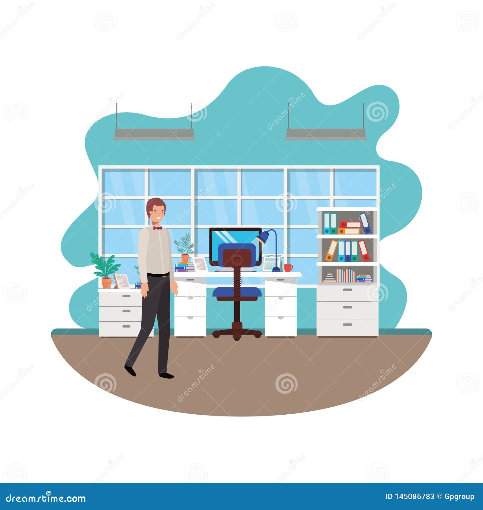 Businessman in the Work Office Avatar Character Stock Vector ...