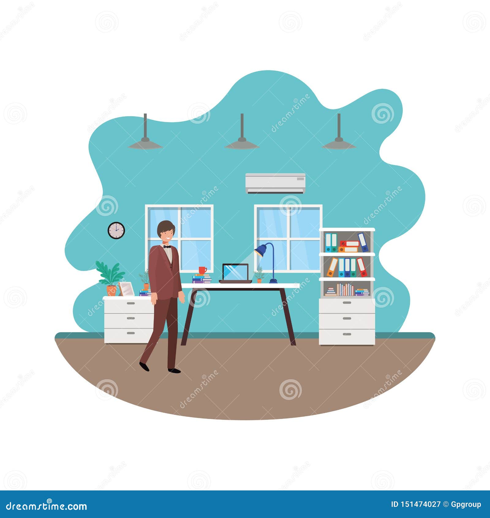 Businessman in the Work Office Avatar Character Stock Vector ...