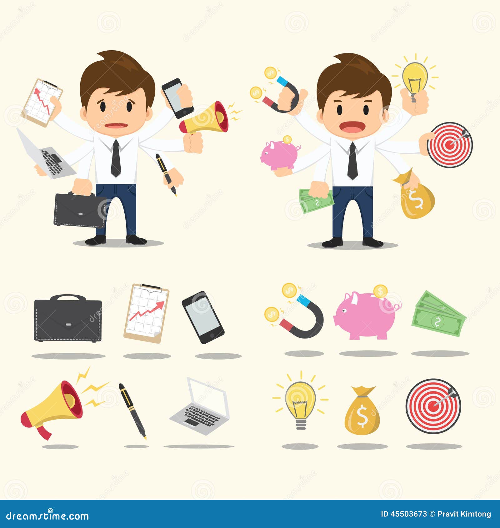 Businessman Worker Character Icon Set Vector Stock Vector ...