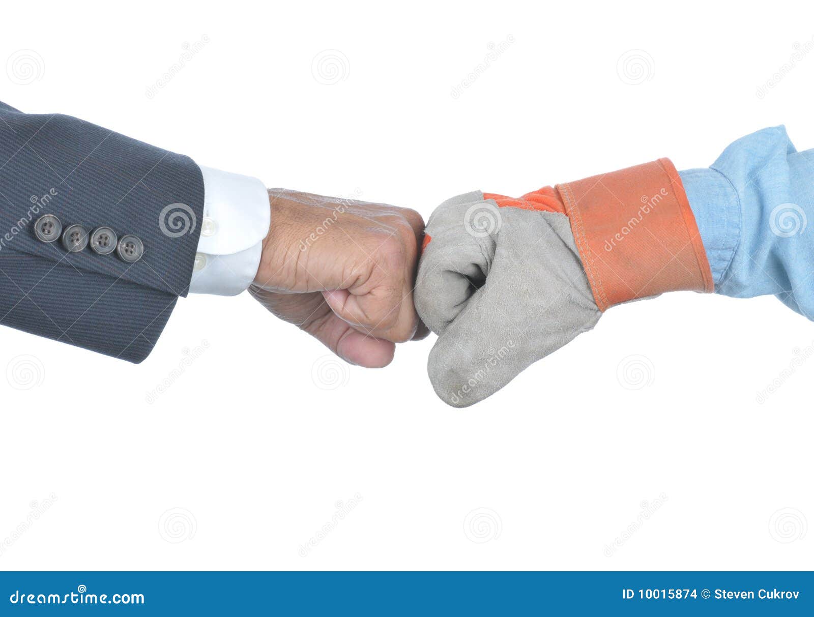 Businessman and Worker Fist Bump Stock Photo - Image of hands, glove ...