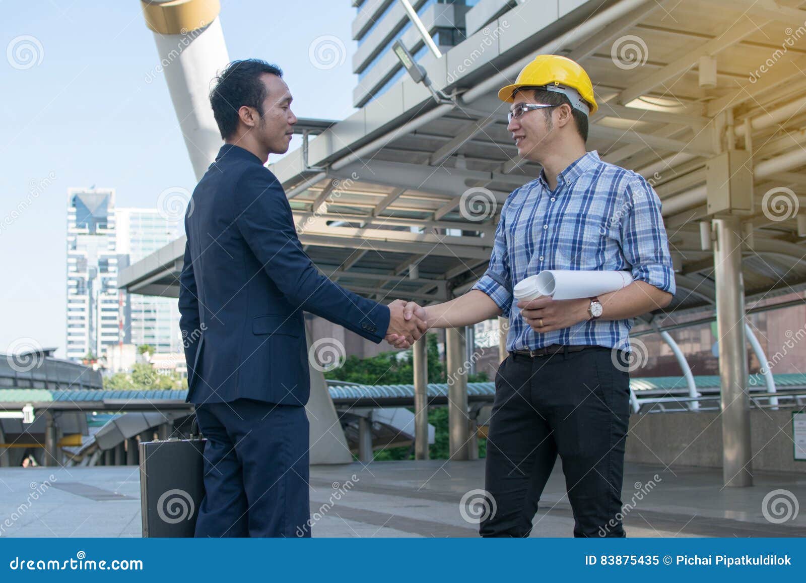 Businessman Worker Handshaking on Construction Stock Image - Image of ...