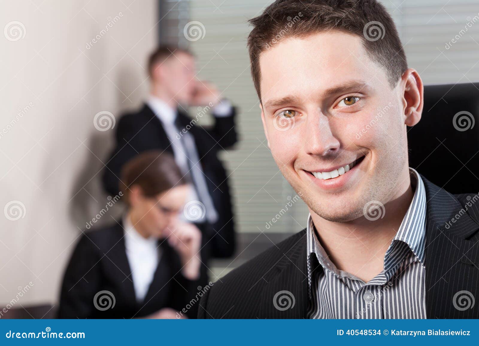 Businessman and Workers in Office Stock Photo - Image of glad, happy ...
