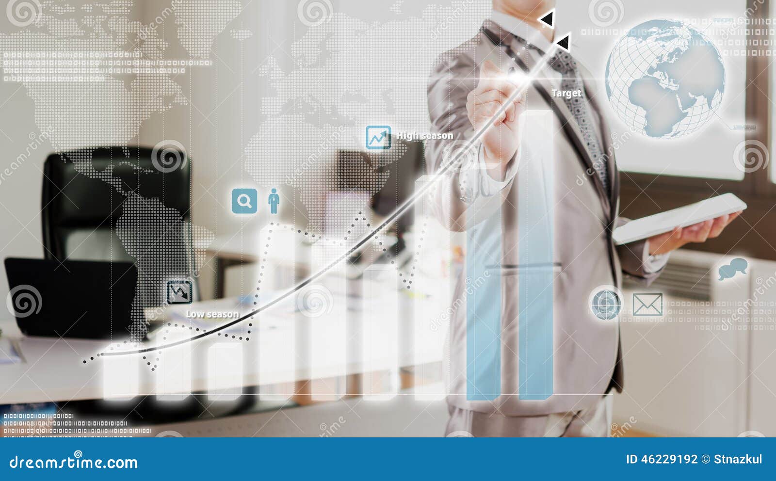 Businessman Working on Bar Chart Business Concept Stock Photo - Image ...