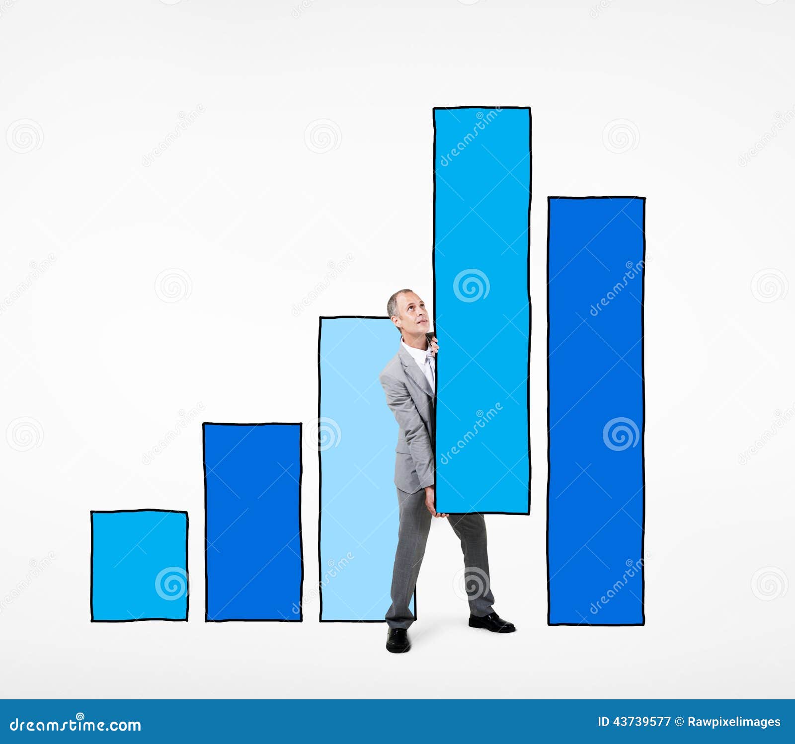 Businessman Working on a Bar Graph Stock Image - Image of graph, blue ...