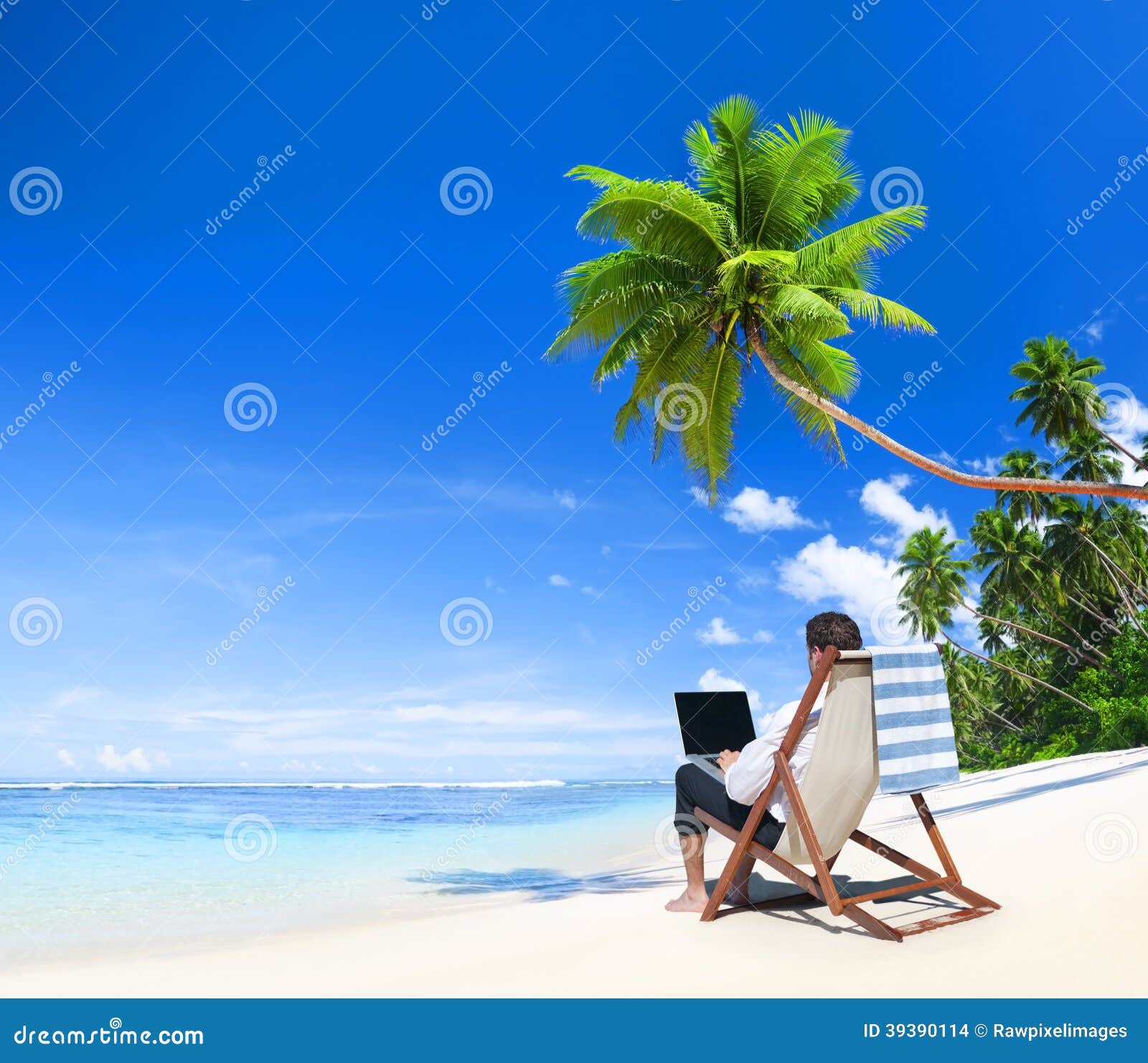 Businessman Working at the Beach Stock Photo - Image of destinations ...
