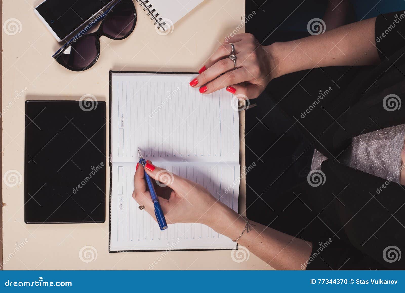 Businessman Working Behind a Desk with Tablet Stock Photo - Image of ...