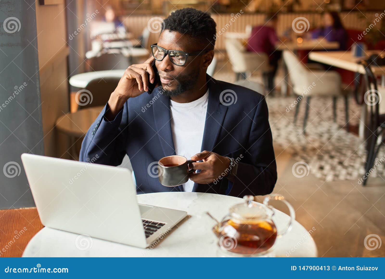 Businessman Working from Cafe Stock Image - Image of casual, work ... Businessman Working from Cafe Stock Image - Image of casual, work ...