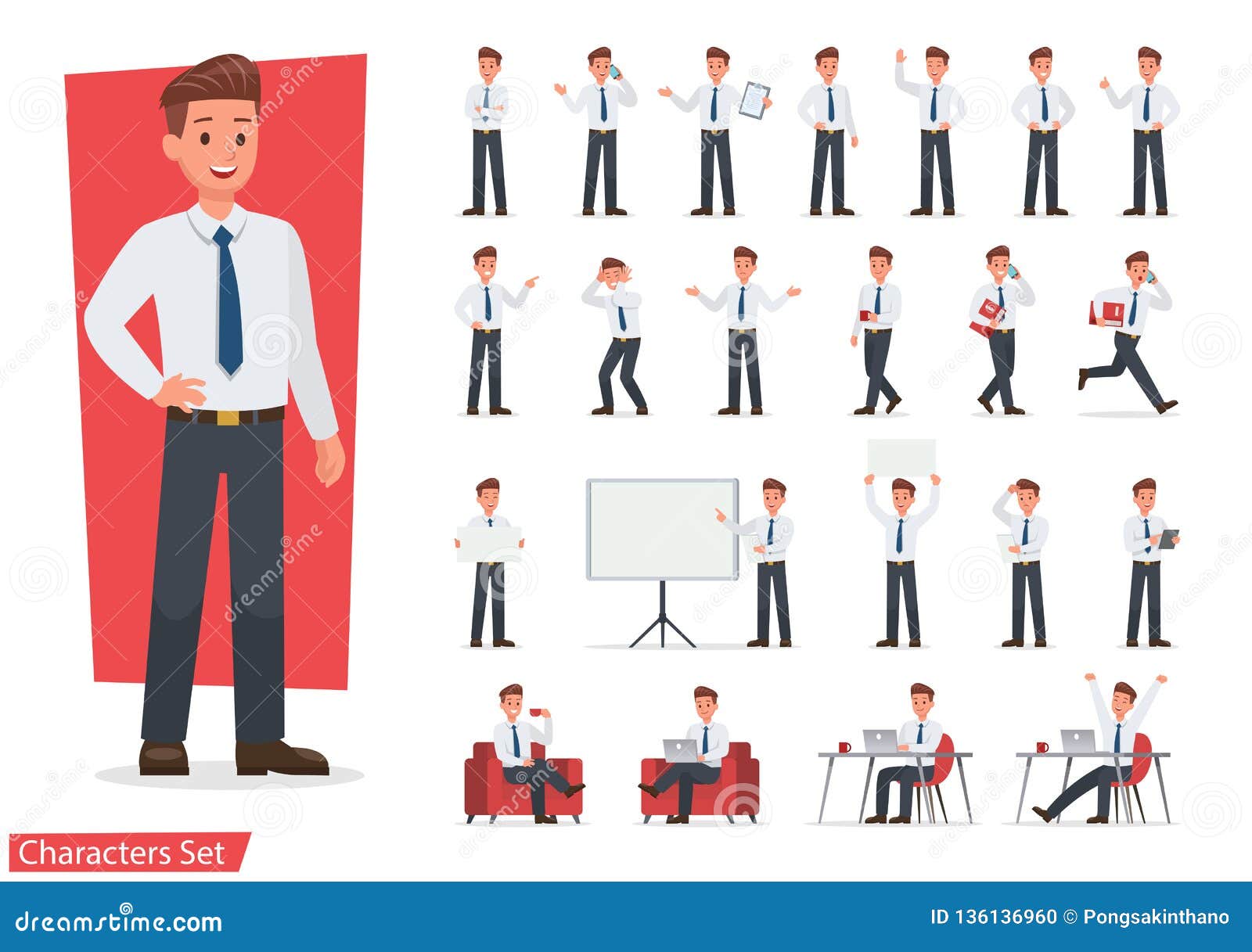 Businessman Working Character Design Set. Vector Design Stock Vector ...