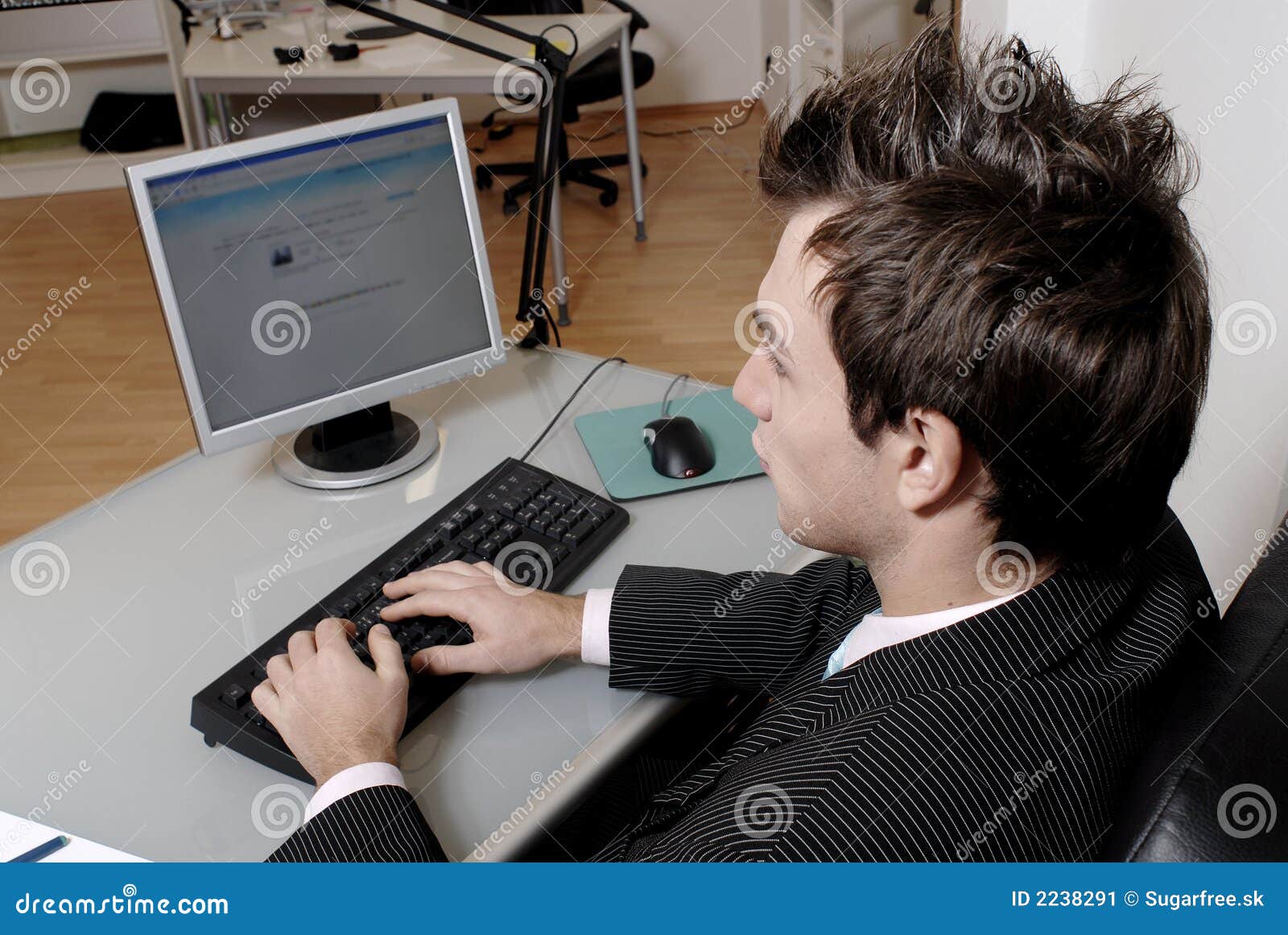 Businessman Working on Compute Stock Image - Image of jacket, male: 2238291