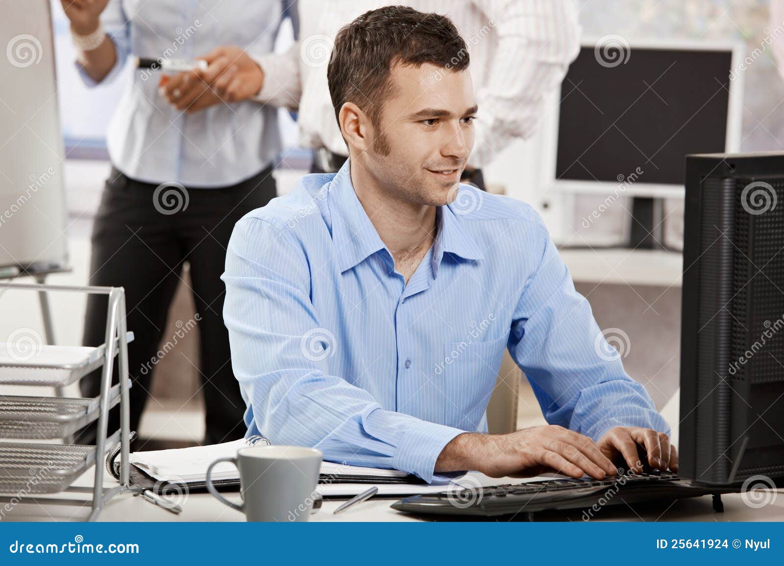 Businessman Working on Computer Stock Photo - Image of pair, color ...
