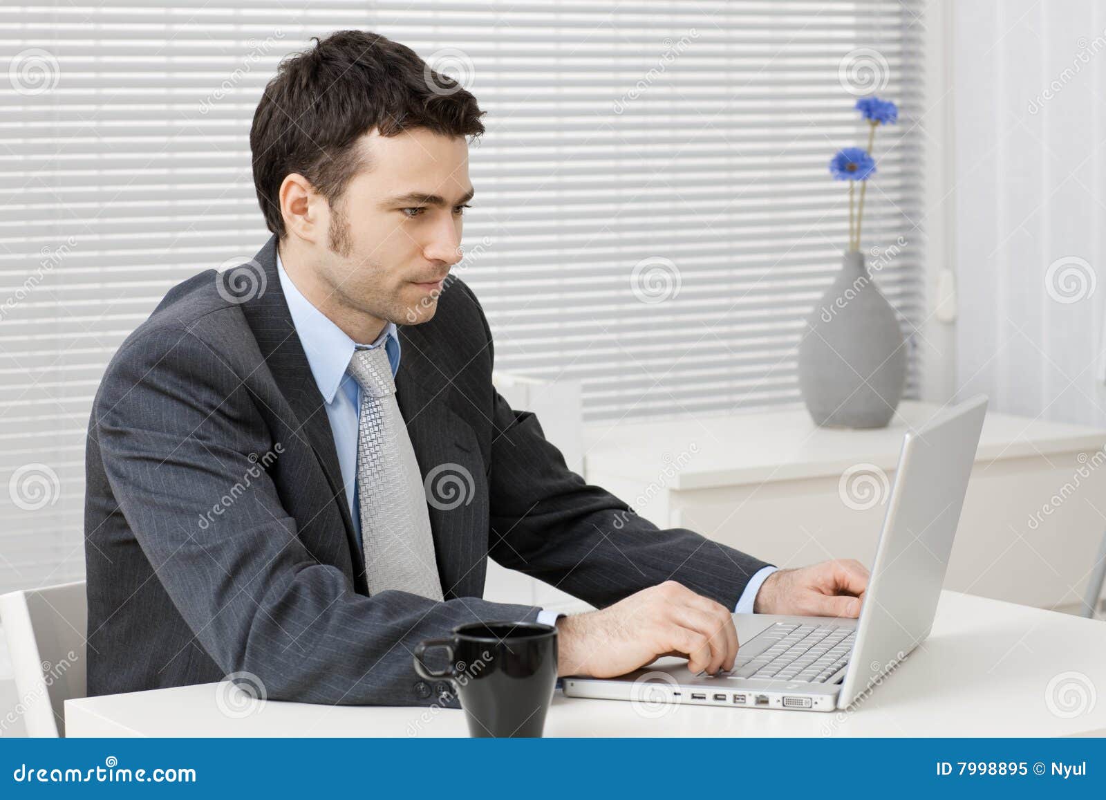 Businessman Working on Computer Stock Image - Image of caucasian ...