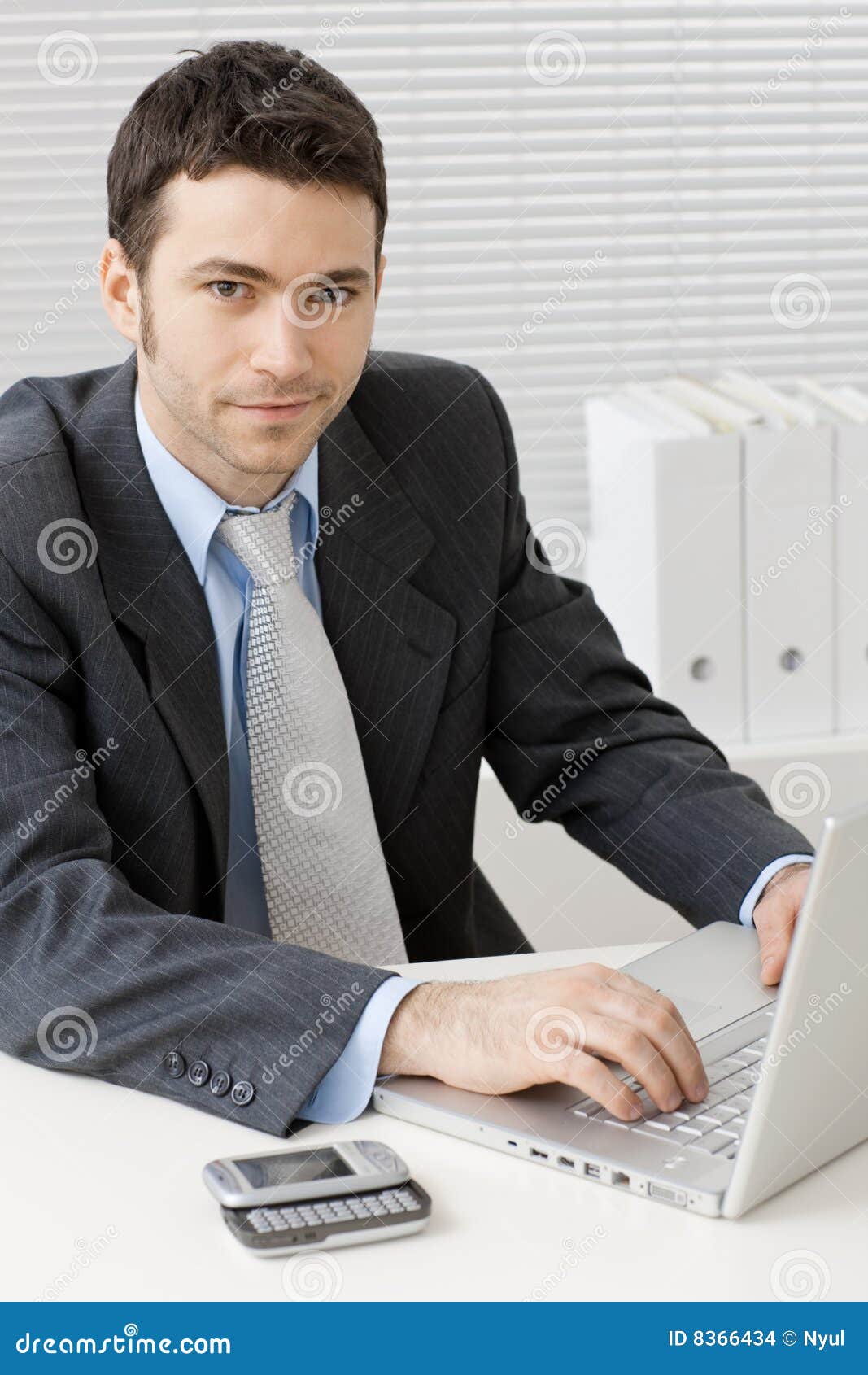 Businessman Working on Computer Stock Photo - Image of happiness ...