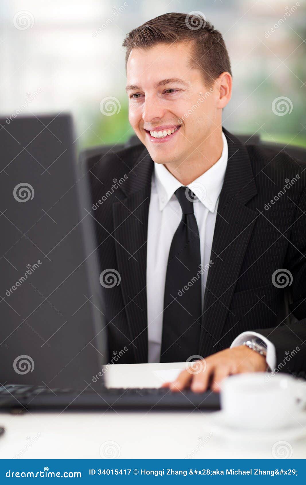 Businessman Working Computer Stock Image - Image of collar, manager ...