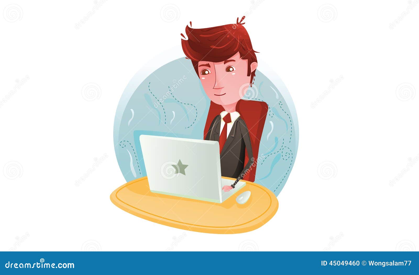 Businessman Working on Computer Stock Vector - Illustration of ...