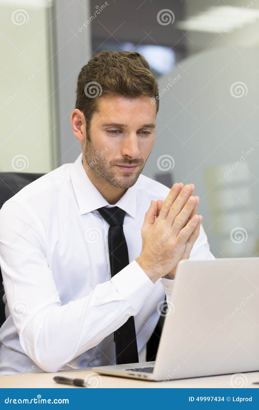 Businessman Working on Computer in Modern Office Stock Photo - Image of ...