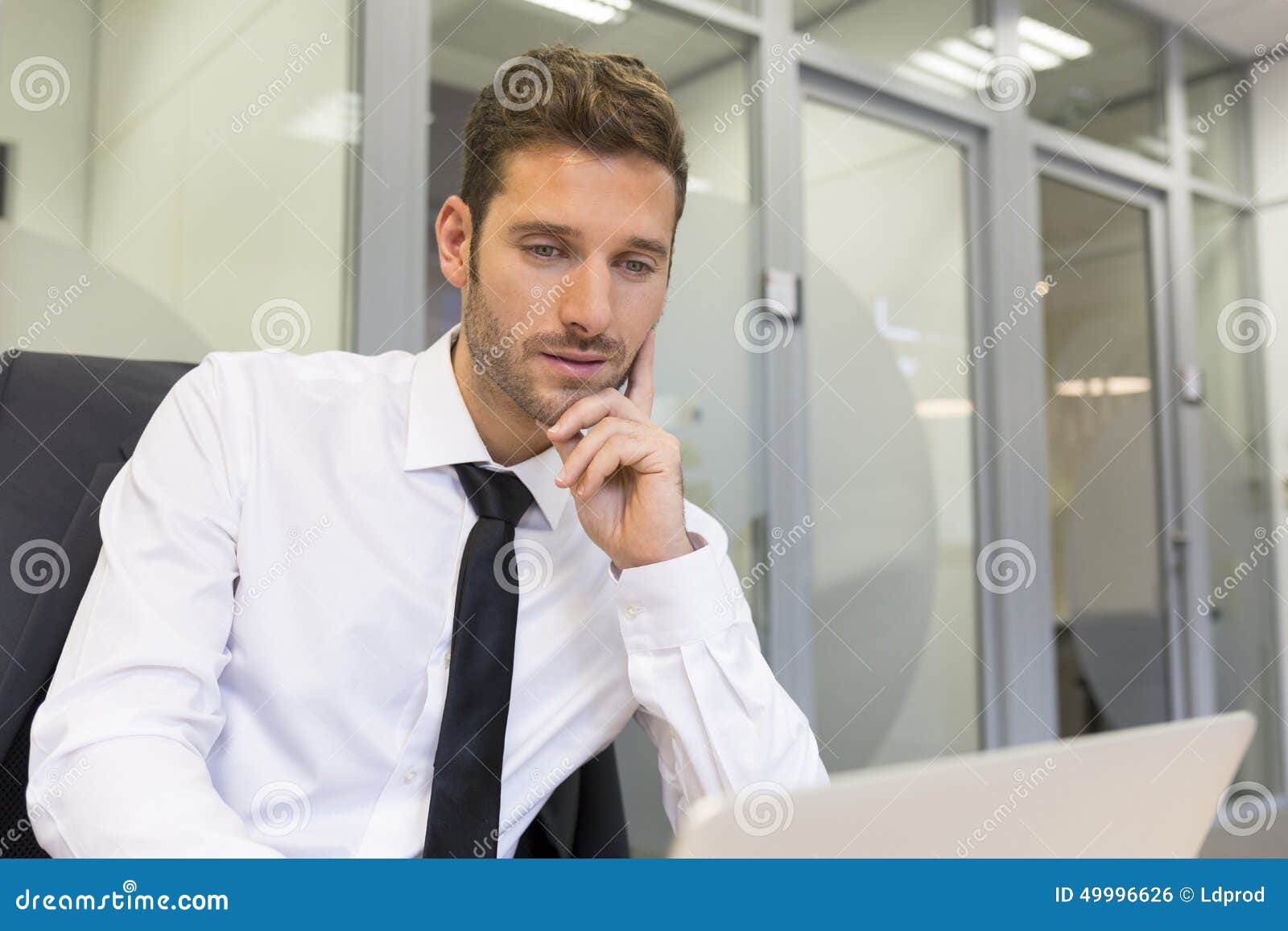 Businessman Working on Computer in Modern Office Stock Photo - Image of ...