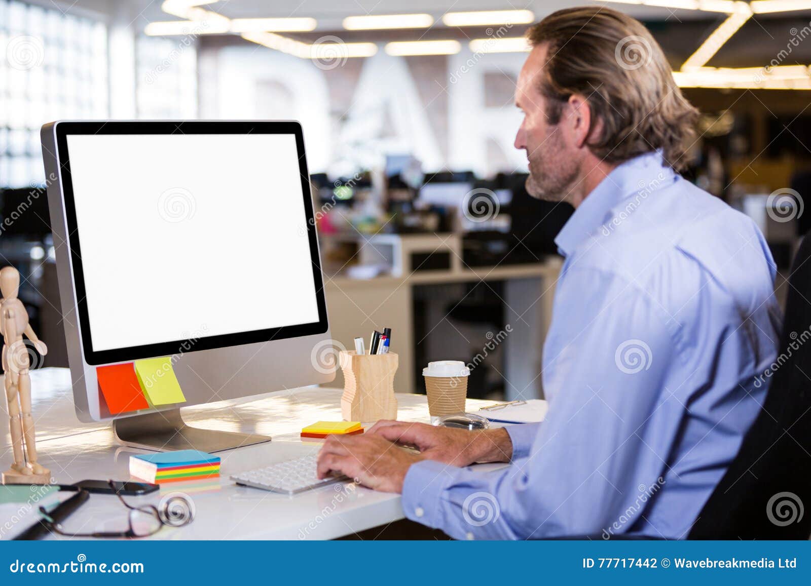 Businessman Working on Computer Stock Photo - Image of connection ...