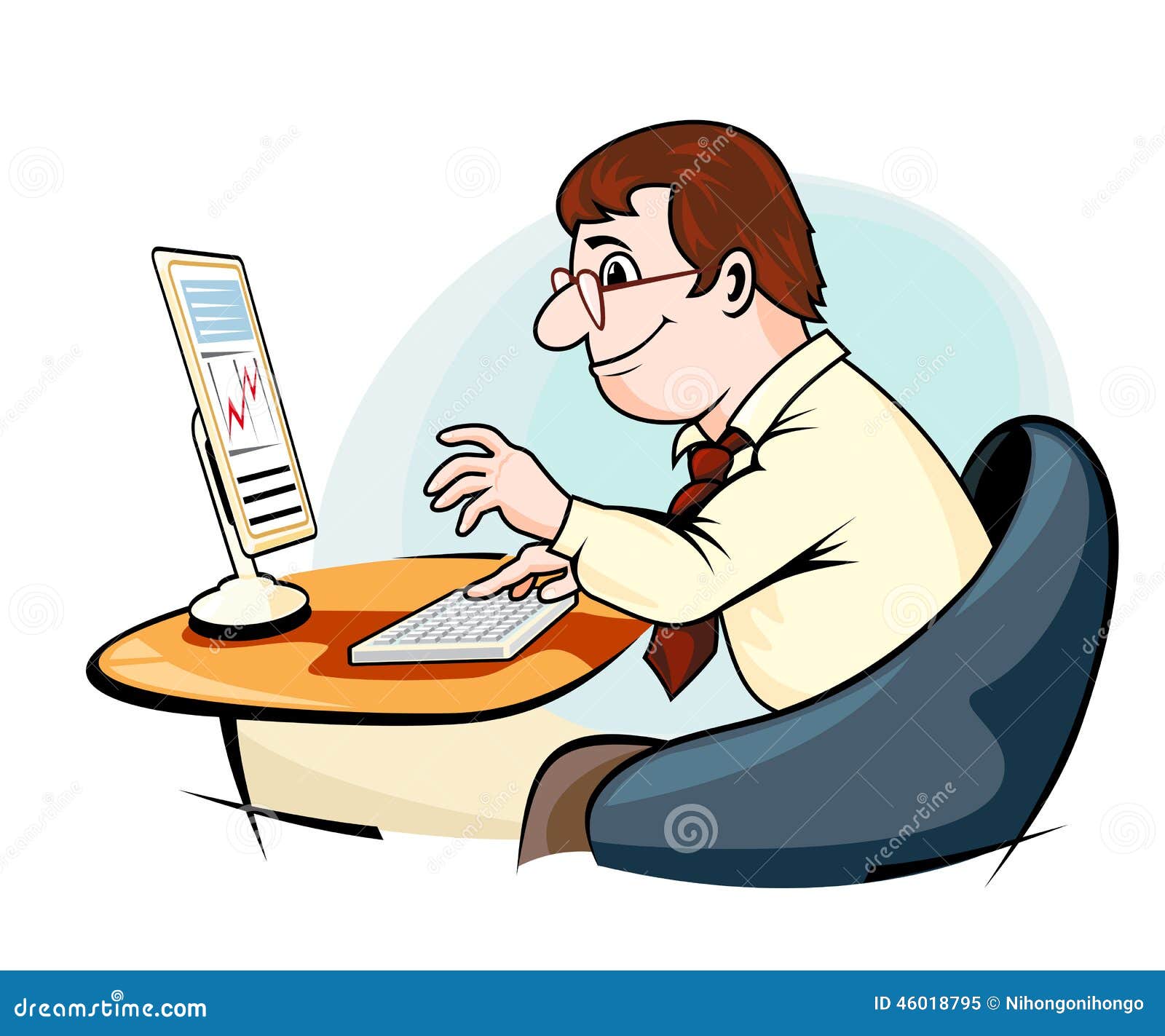 Businessman Working on Computer Stock Vector - Illustration of people ...