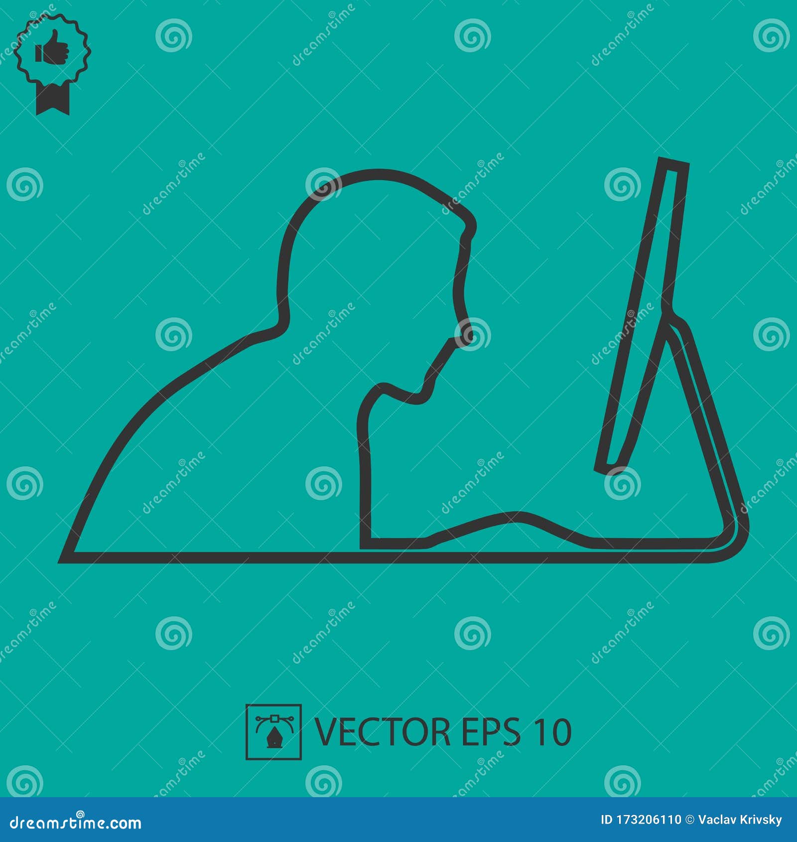 Businessman Working on a Computer Vector Icon Stock Vector ...