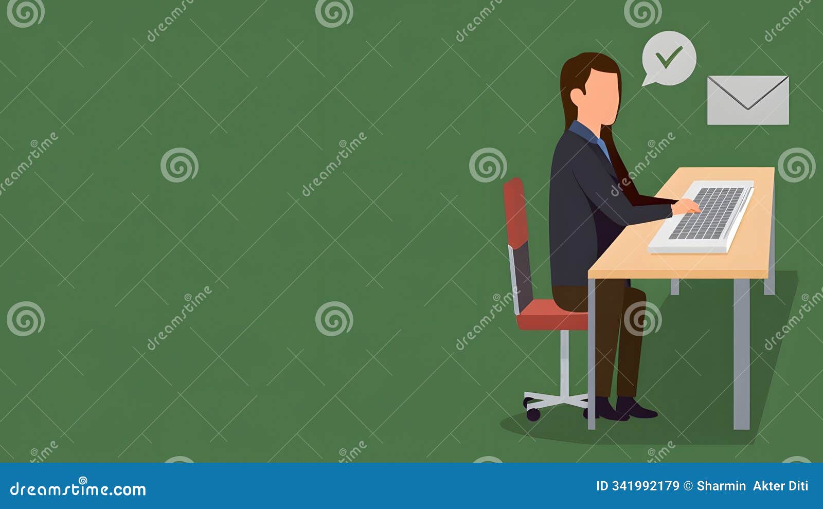 Businessman Working at the Computer. Vector Illustration in Flat Style ...