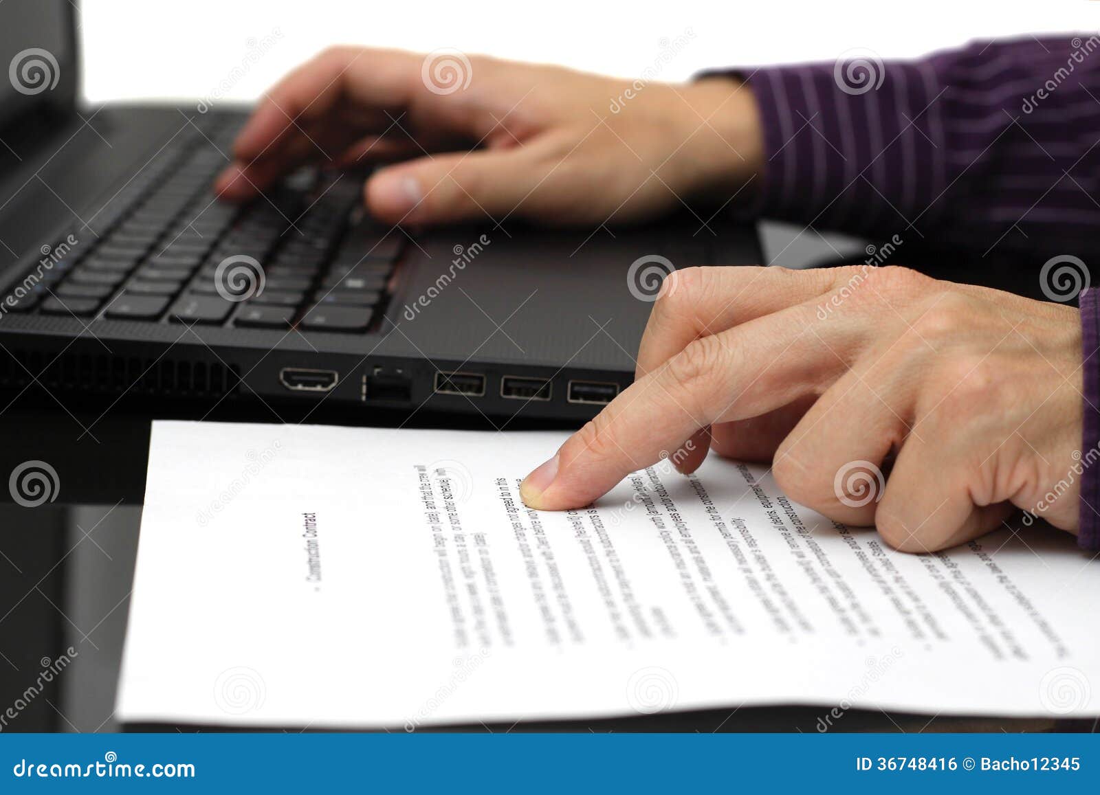 Businessman Working on Contract with Laptop Stock Photo - Image of ...