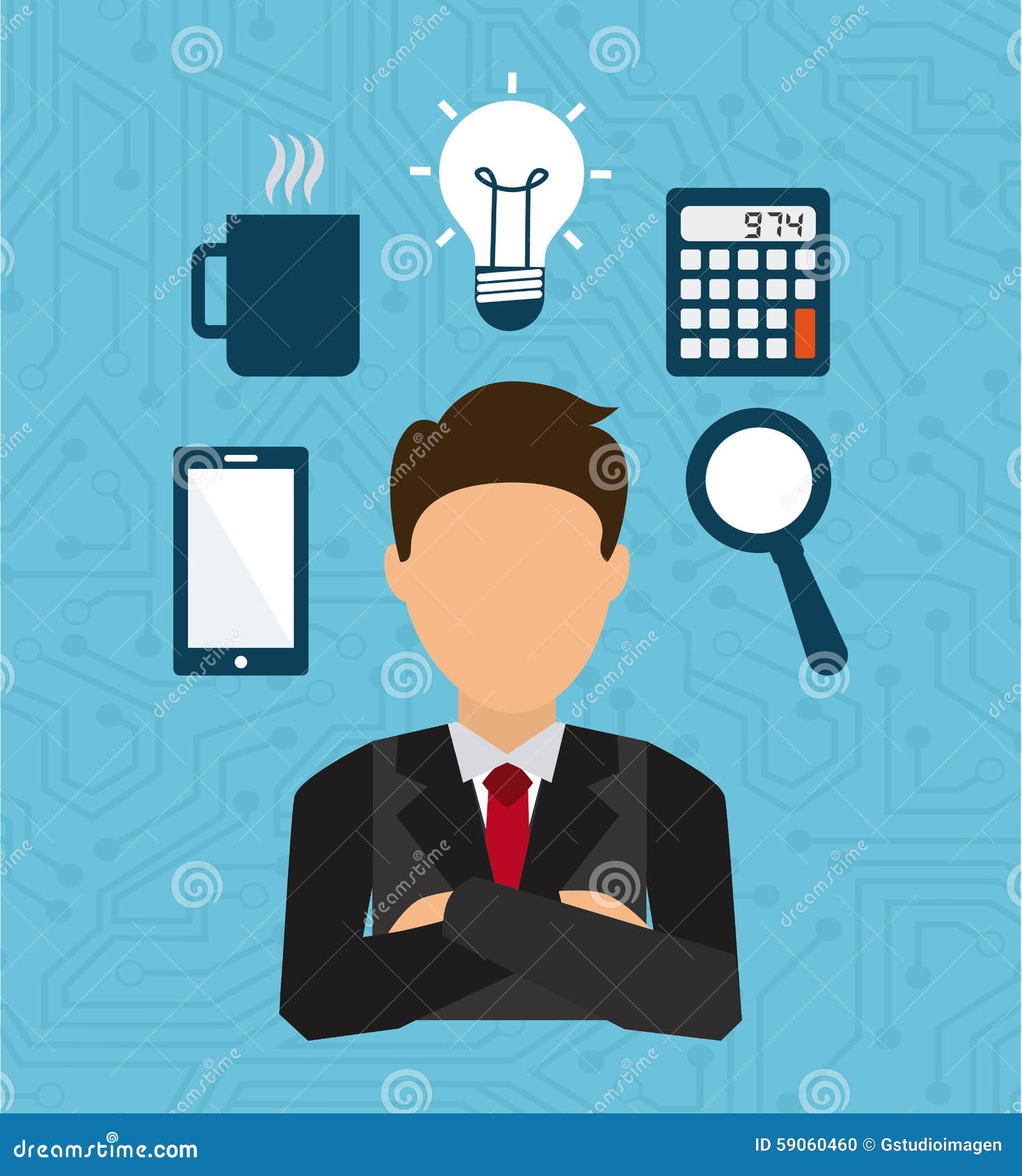 Businessman working stock vector. Illustration of vector - 59060460