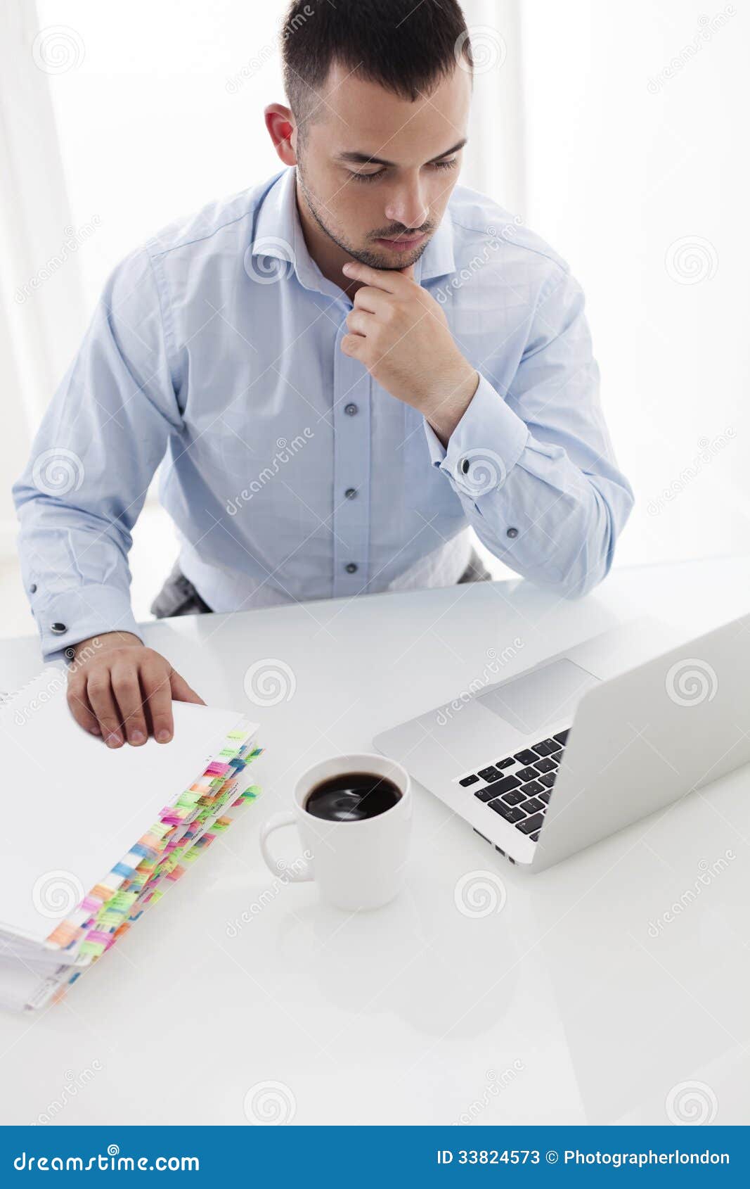 Businessman Working at Desk Stock Image - Image of work, working: 33824573