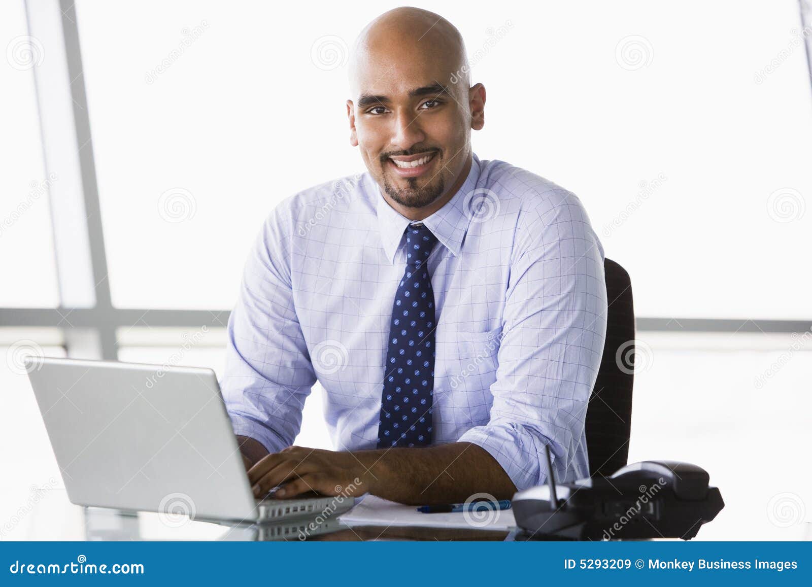 Businessman Working at Desk Stock Image - Image of horizontal, success ...
