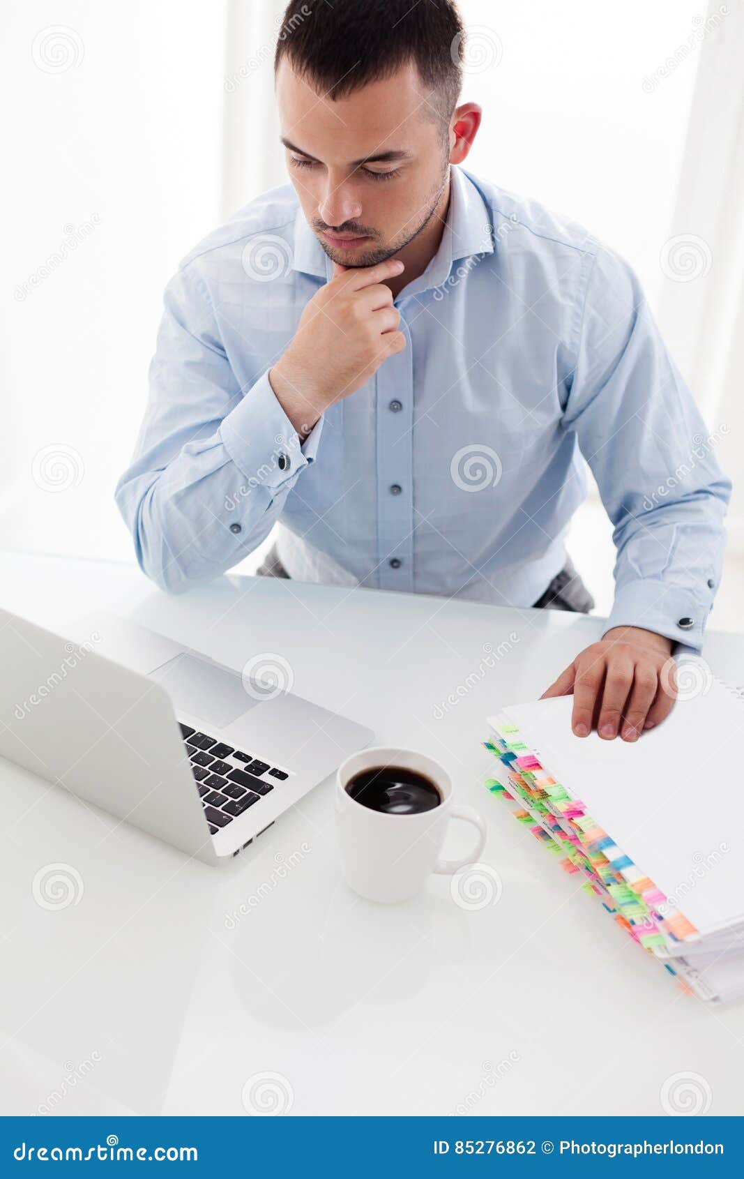Businessman Working at Desk Editorial Photography - Image of laptop ...