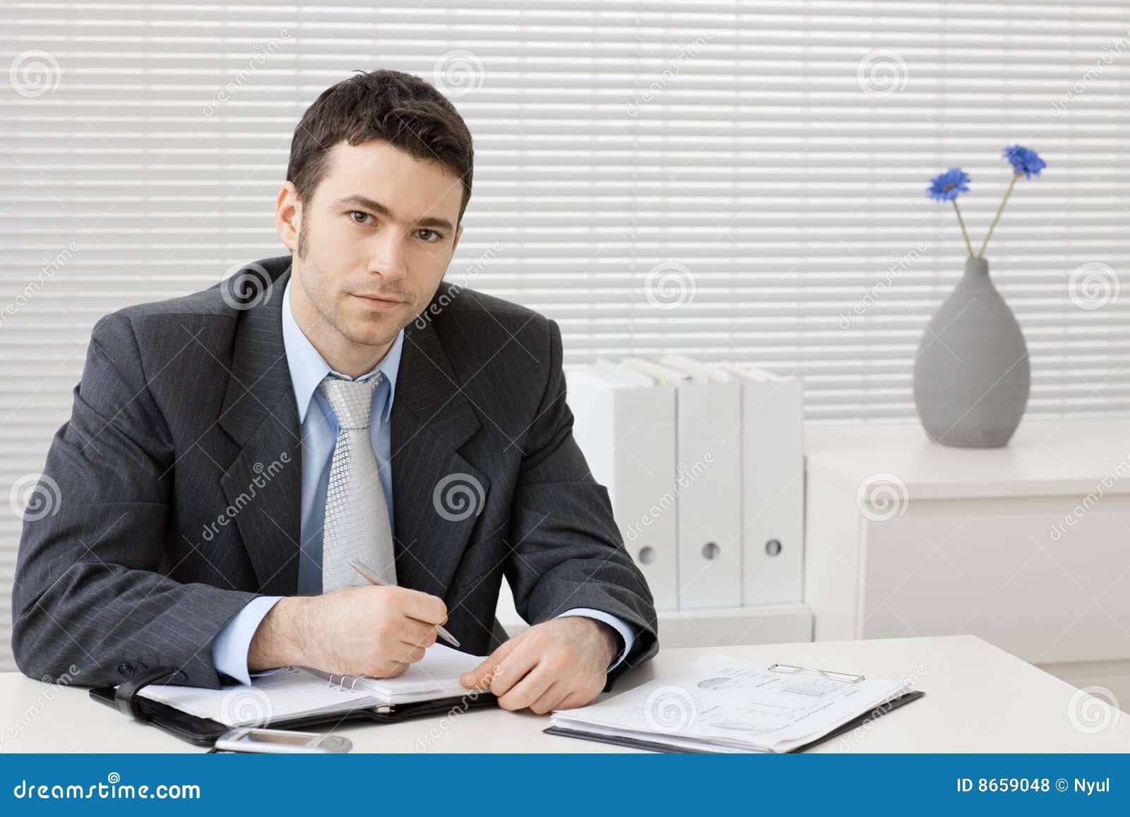 Businessman Working at Desk Stock Photo - Image of administrative ...