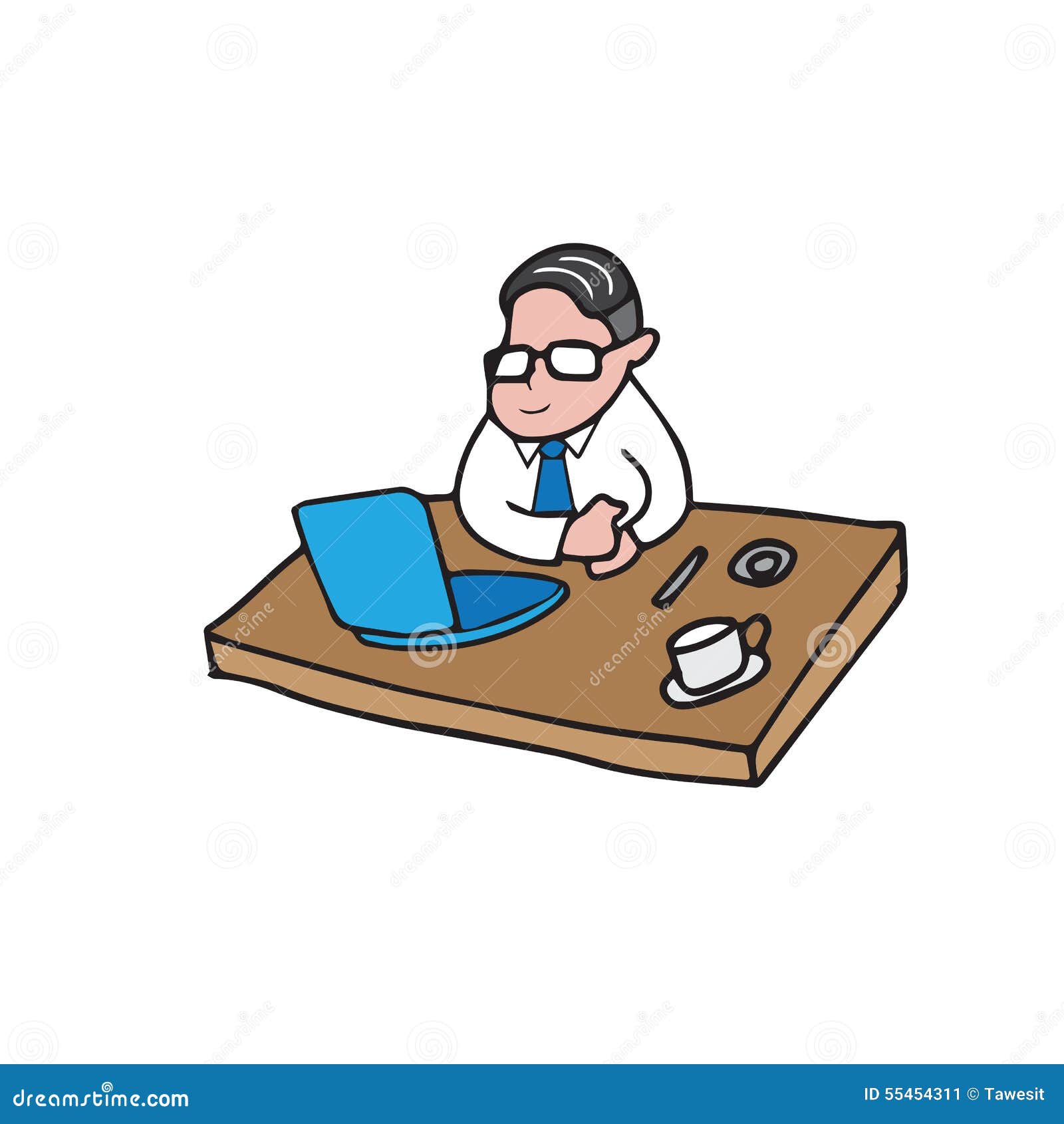 Businessman working desk stock vector. Illustration of computer - 55454311
