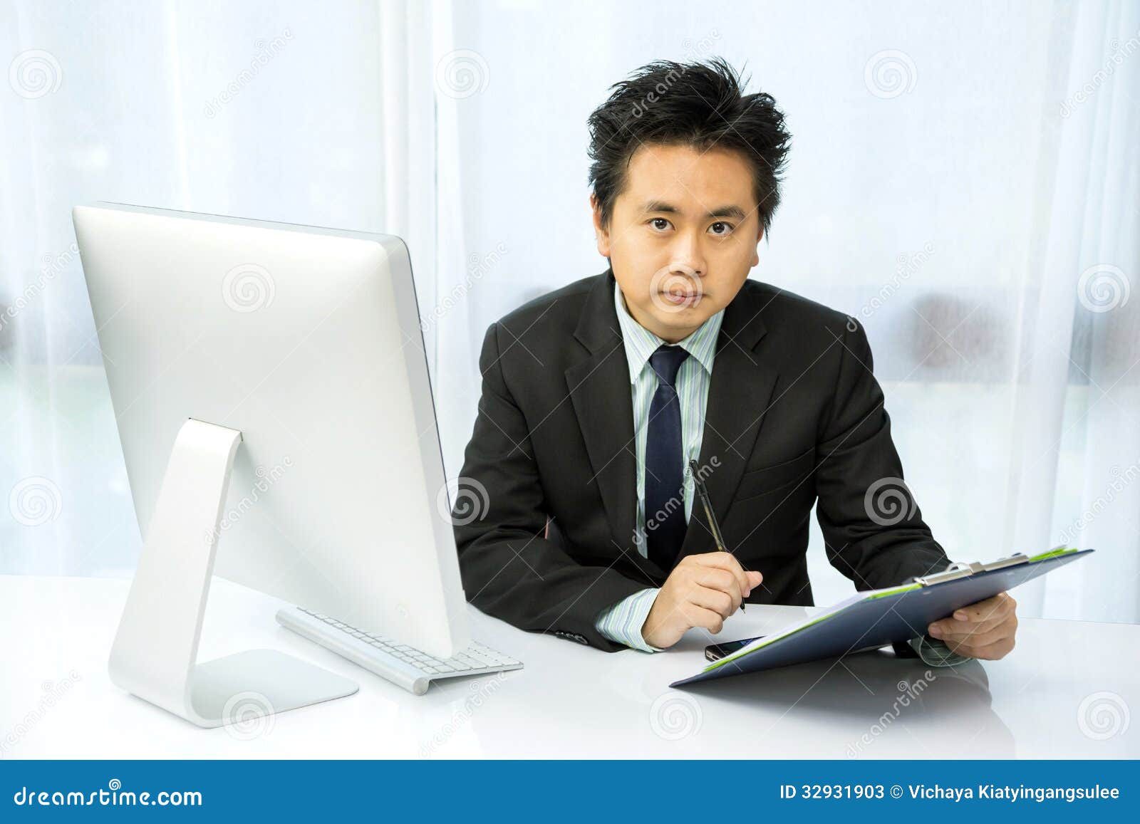 Businessman working stock image. Image of computer, copyspace - 32931903