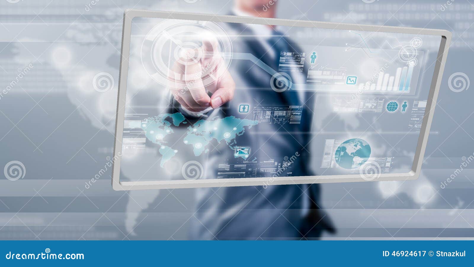 Businessman Working on Digital Screen, New Generation Technology Stock ...