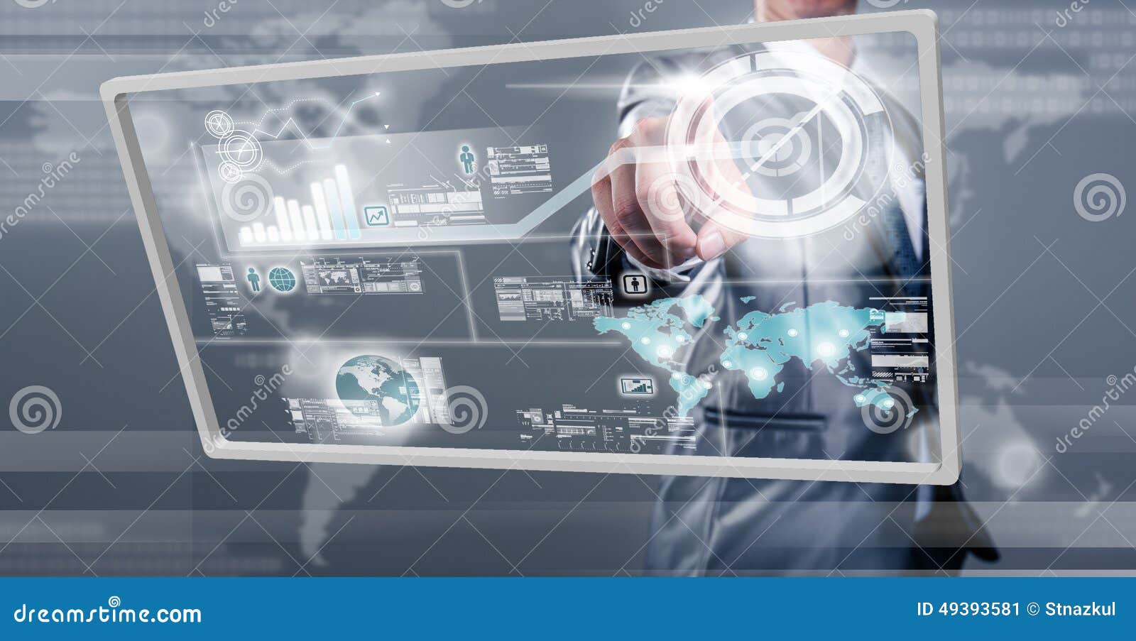 Businessman Working on Digital Screen, New Generation Technology Stock ...