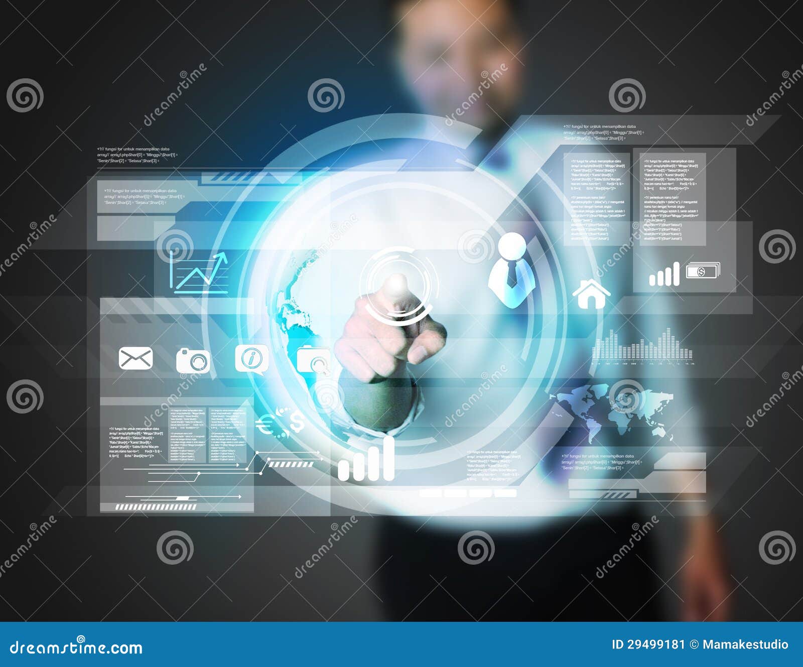 Businessman Working with Digital Virtual Screen Stock Illustration ...