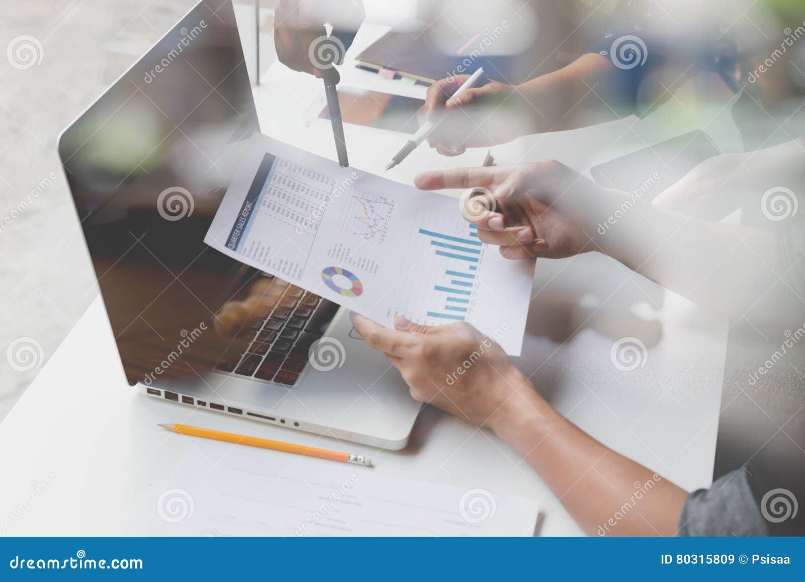 Businessman Working with Document and Computer in Office Workplace ...