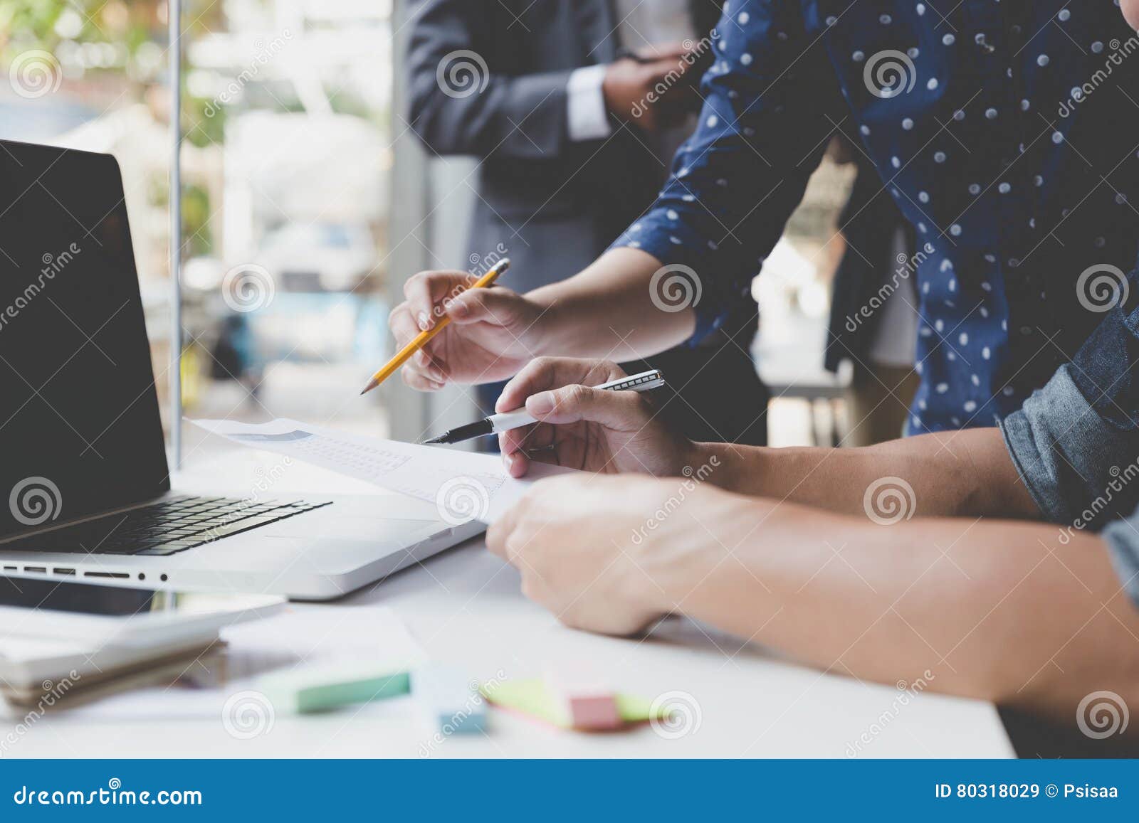 Businessman Working with Document and Computer in Office Workplace ...