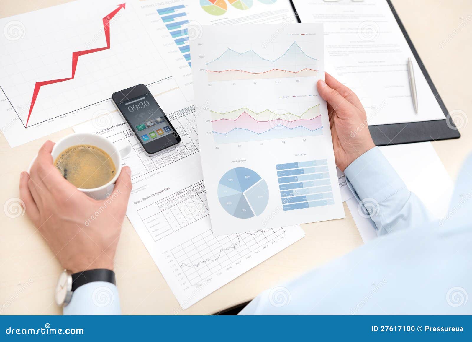 Businessman Working with Documents Stock Photo - Image of development ...