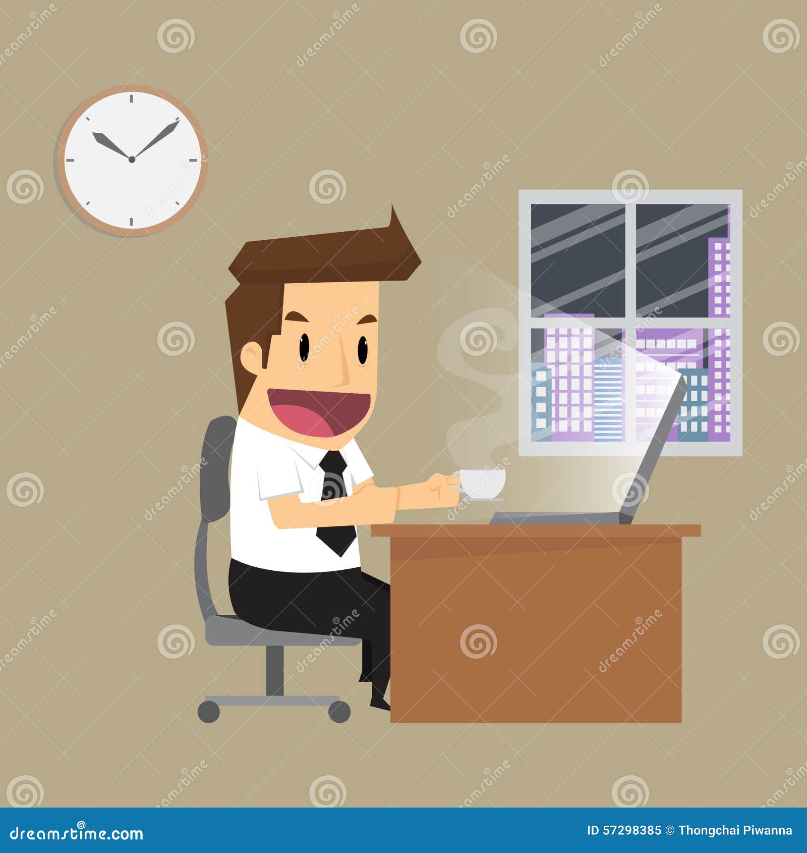 Businessman Working Hard Night in Office Stock Vector - Illustration of ...