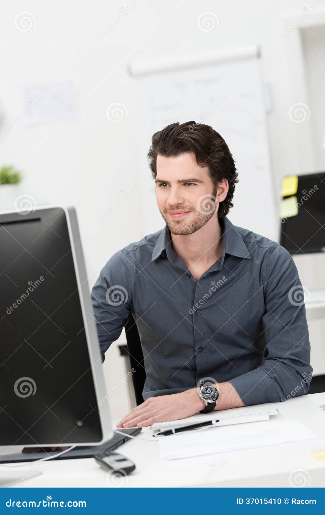 Businessman Working at His Computer Stock Photo - Image of corporate ...