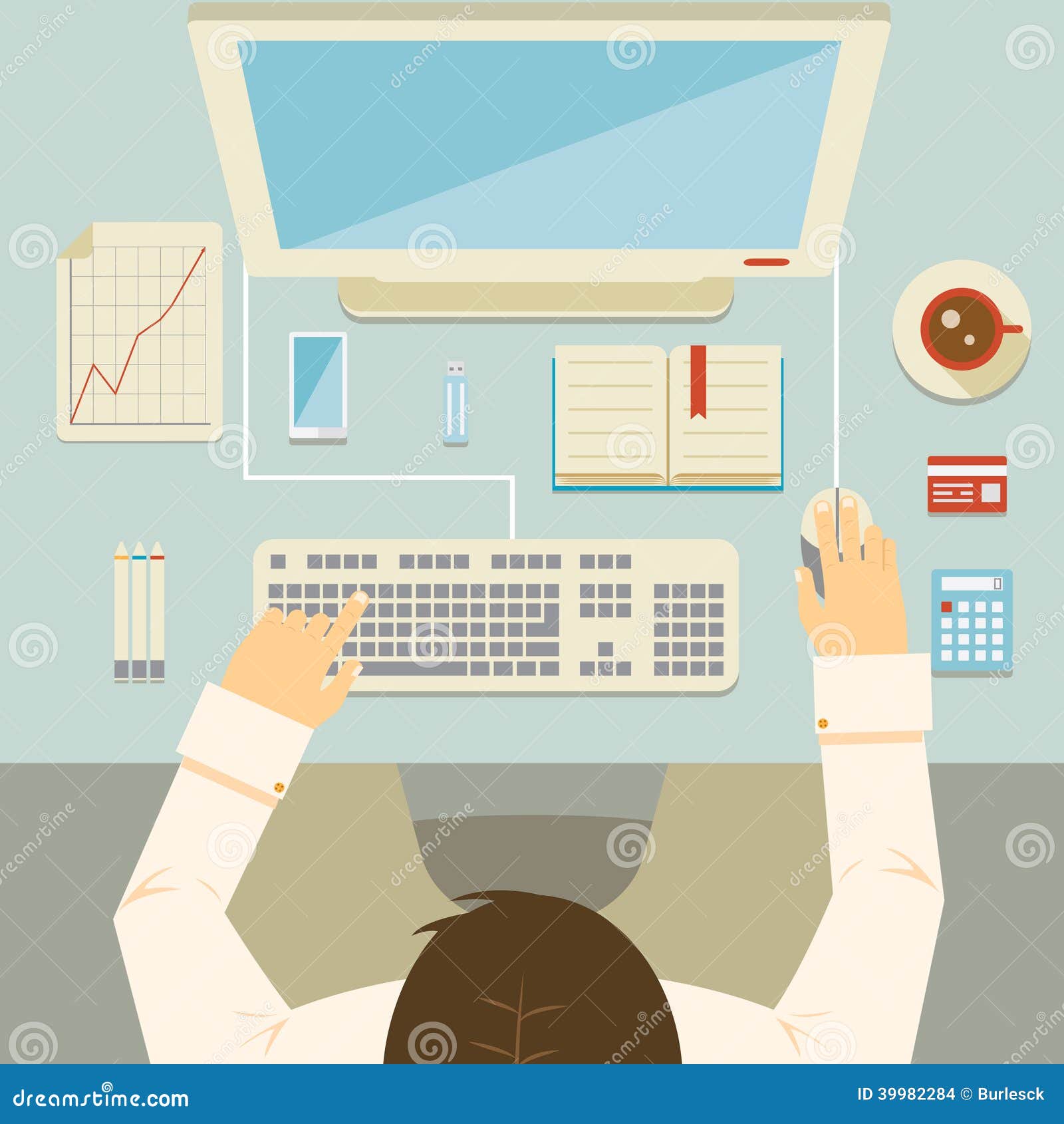 Businessman Working Overtime At His Desk Cartoon Vector | CartoonDealer ...
